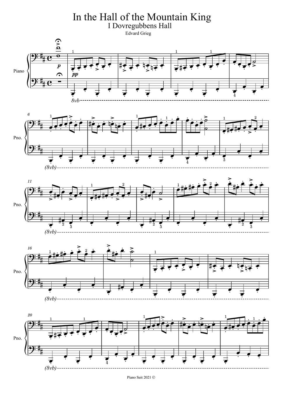 Edvard Grieg - In the Hall of the Mountain King Лист by Piano Suit