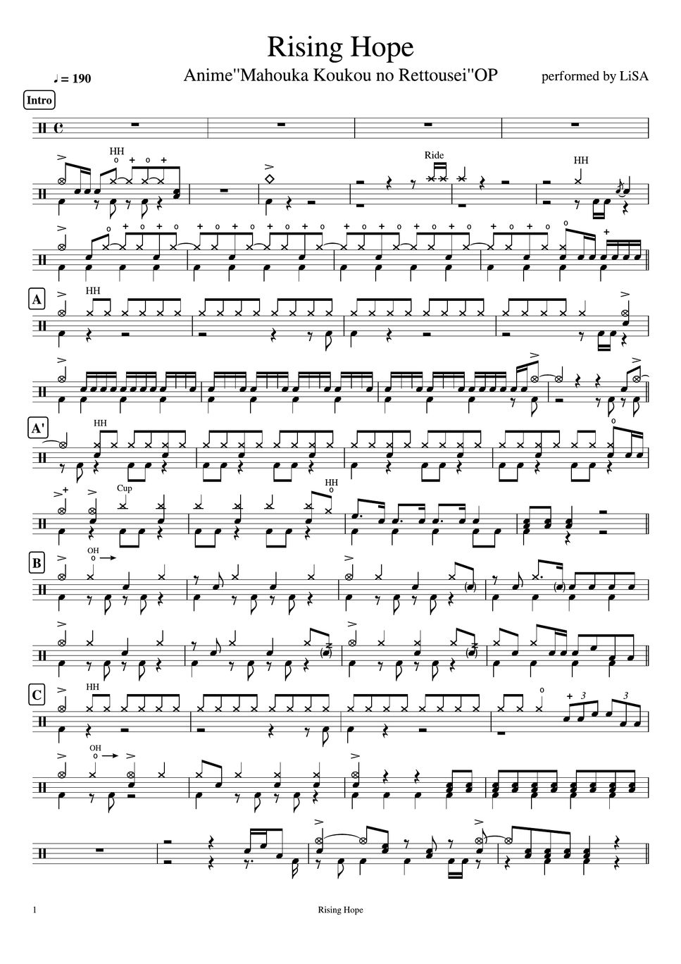 LiSA - Rising Hope (Anime''Mahouka Koukou no Rettousei''OP) Sheets by ...