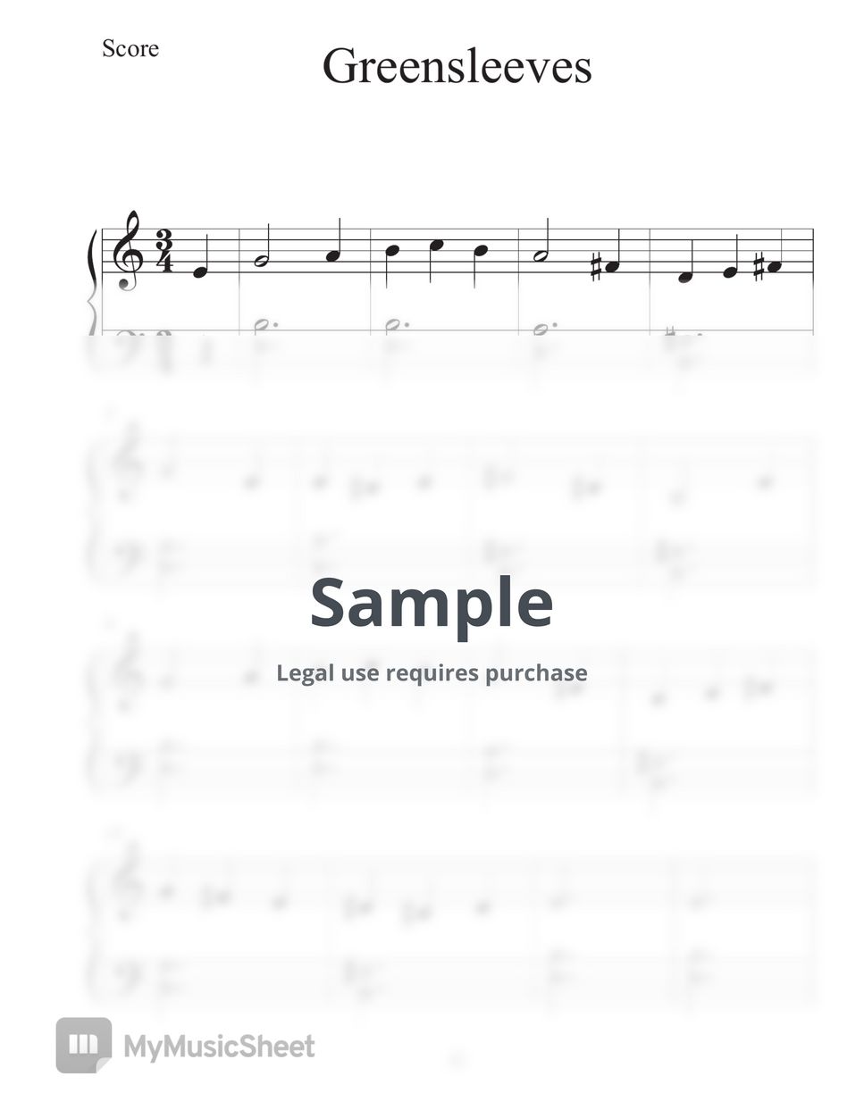 Anonymous - Greensleeves Sheets by Cathy Pate