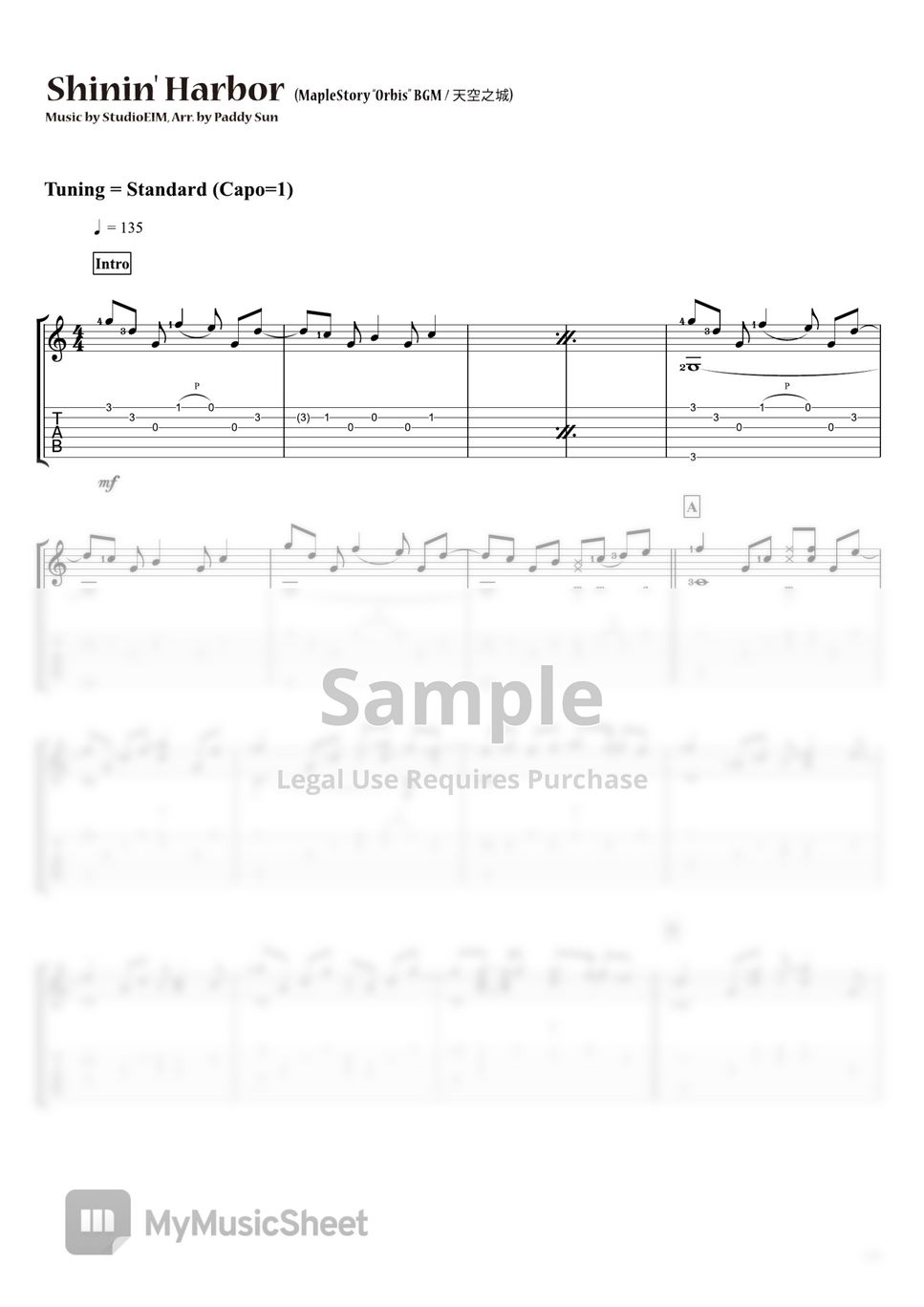 StudioEIM - Shinin' Harbor Sheet Music by Paddy Sun