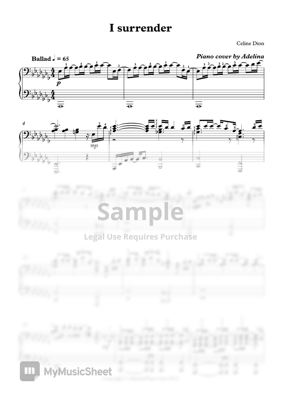 Celine Dion - I Surrender 鋼琴 樂譜 PDF | mymusic5
