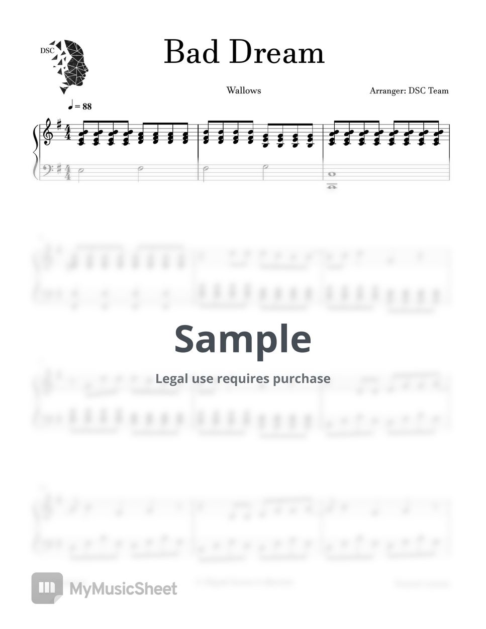 Wallows - Bad Dream Hoja by Digital Scores Collection