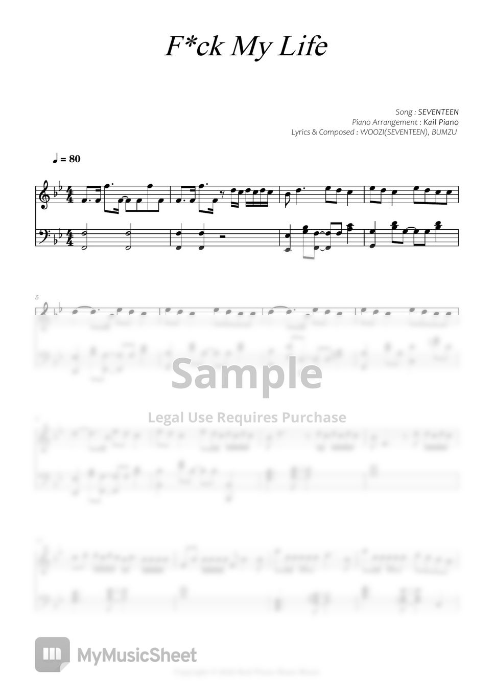 SEVENTEEN - F*ck My Life (Piano) Hoja by Kail Piano