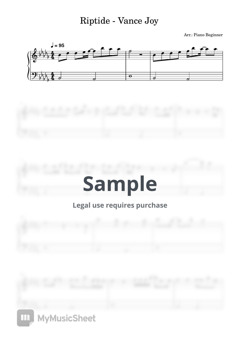 Vance Joy - Riptide Sheets by Piano Beginner