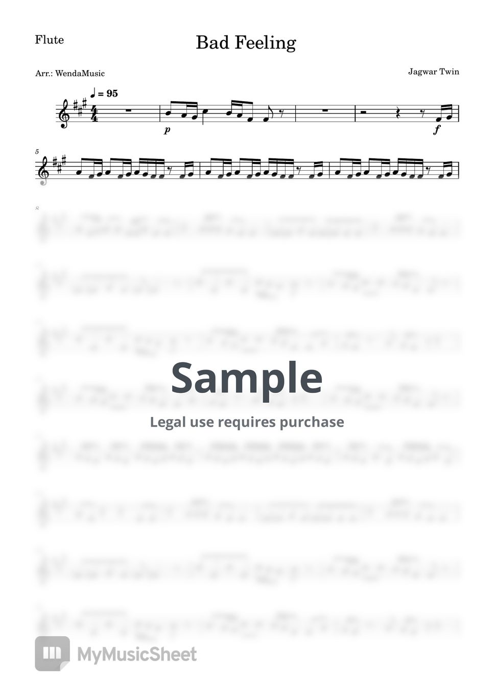 Jagwar Twin - Bad Feeling (Flute) Sheet Music by WendaMusic