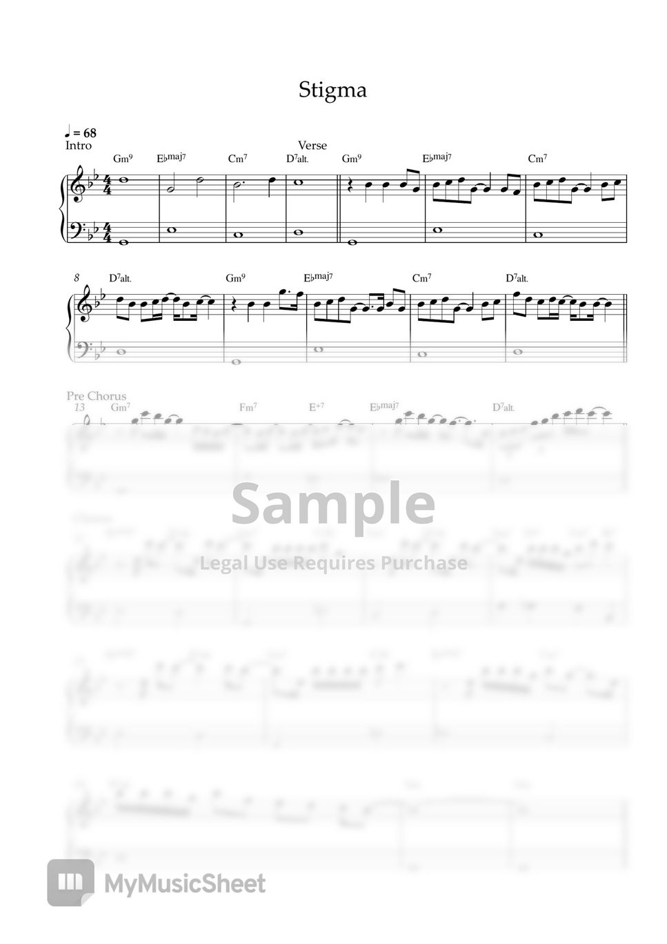 BTS V - Stigma (EASY PIANO SHEET) Sheets by Pianella Piano