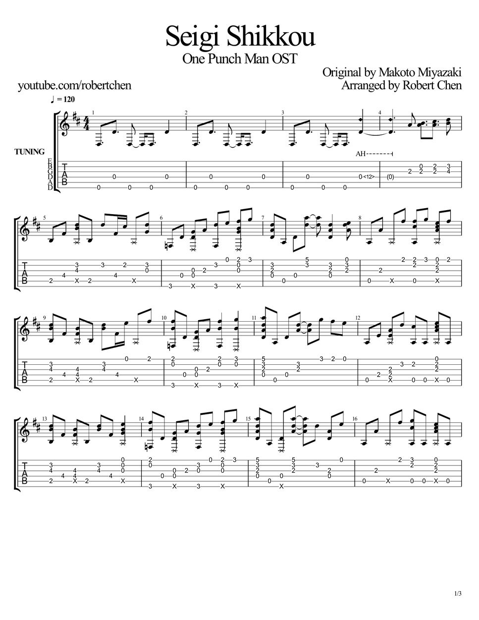 Makoto Miyazaki - One Punch Man OST - "Seigi Shikkou" Sheet by Robert Chen