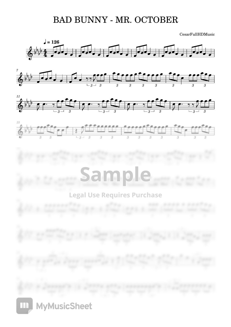 BAD BUNNY - MR. OCTOBER Sheets