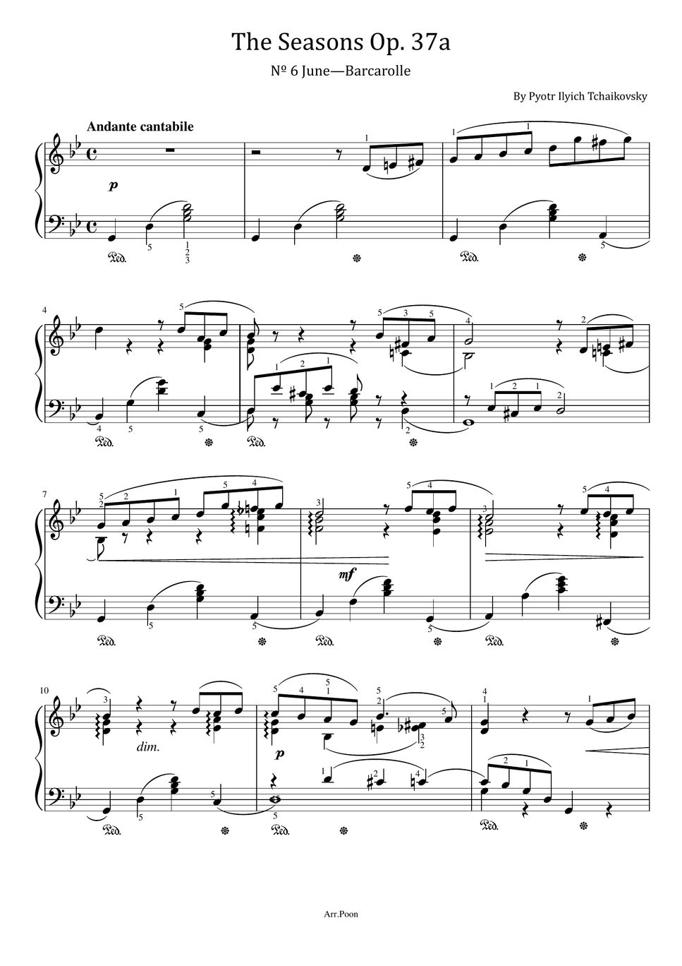 Pyotr Ilyich Tchaikovsky - The Seasons, Op. 37a No.6 (June, Barcarolle ...