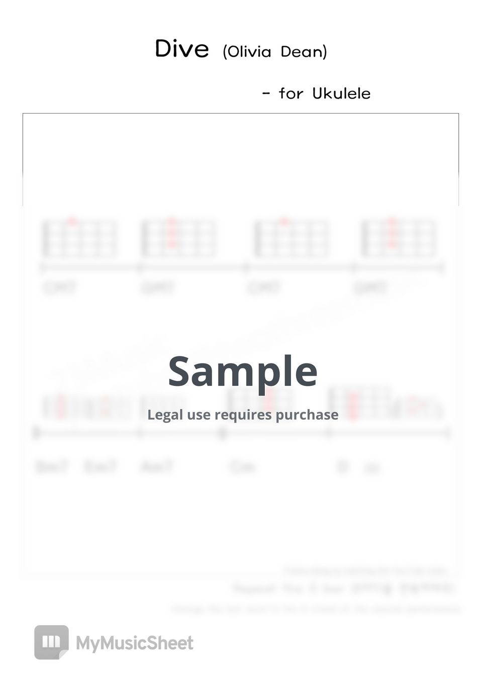 olivia dean - dive 악보 by 23music