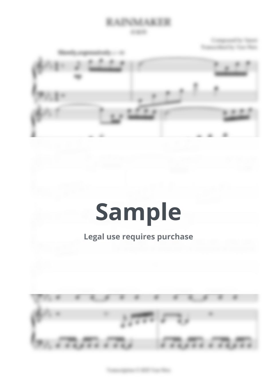 Yanni - Rainmaker (官方尊享版) Sheet Music by Yun Wen