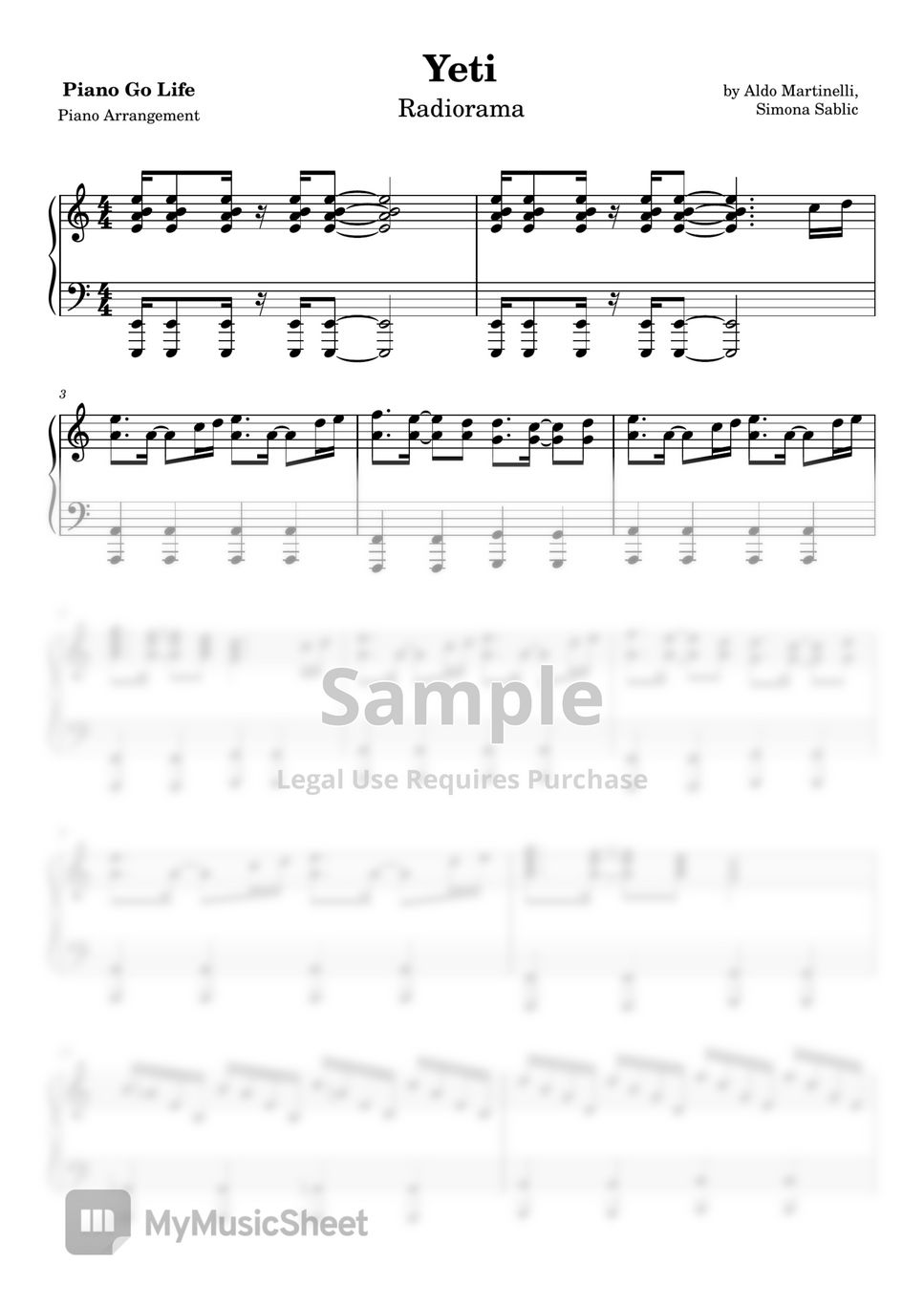 Radiorama - Yeti Sheet Music by Piano Go Life