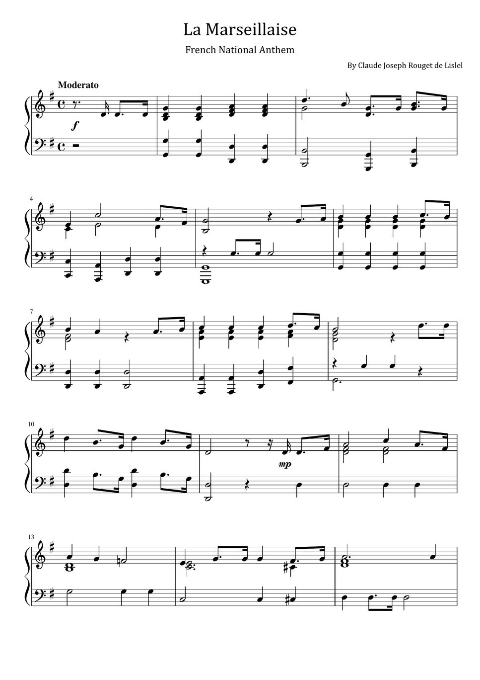 Claude Joseph Rouget de Lislel - La Marseillaise (French National ...