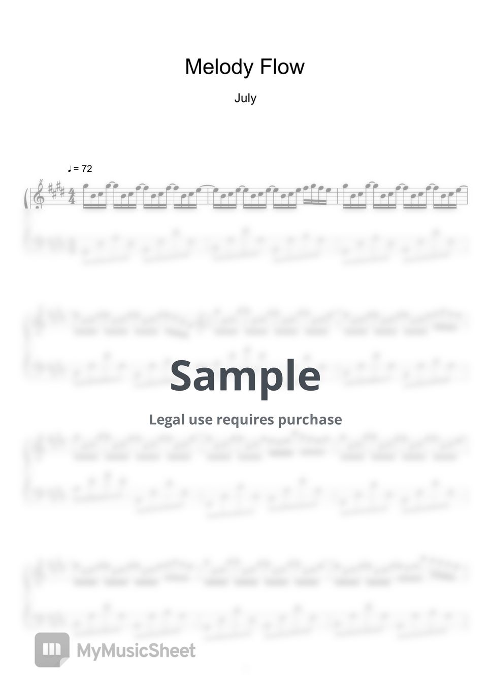 줄라이 (July) - Melody Flow (Sheet Music, MIDI,) Sheets by sayu