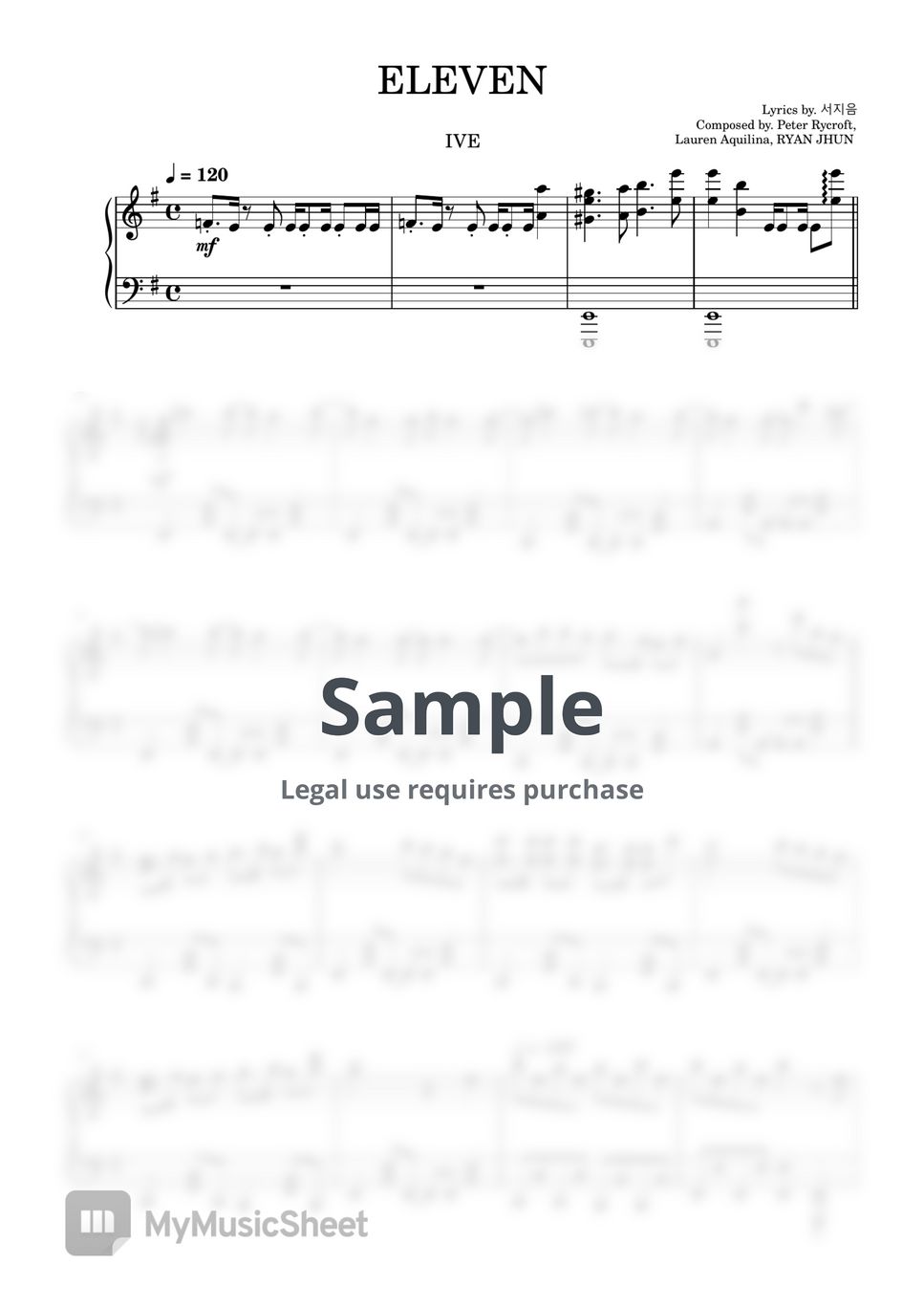 IVE - ELEVEN Piano Sheet Music PDF | ちゃんRINA。 | mymusic5