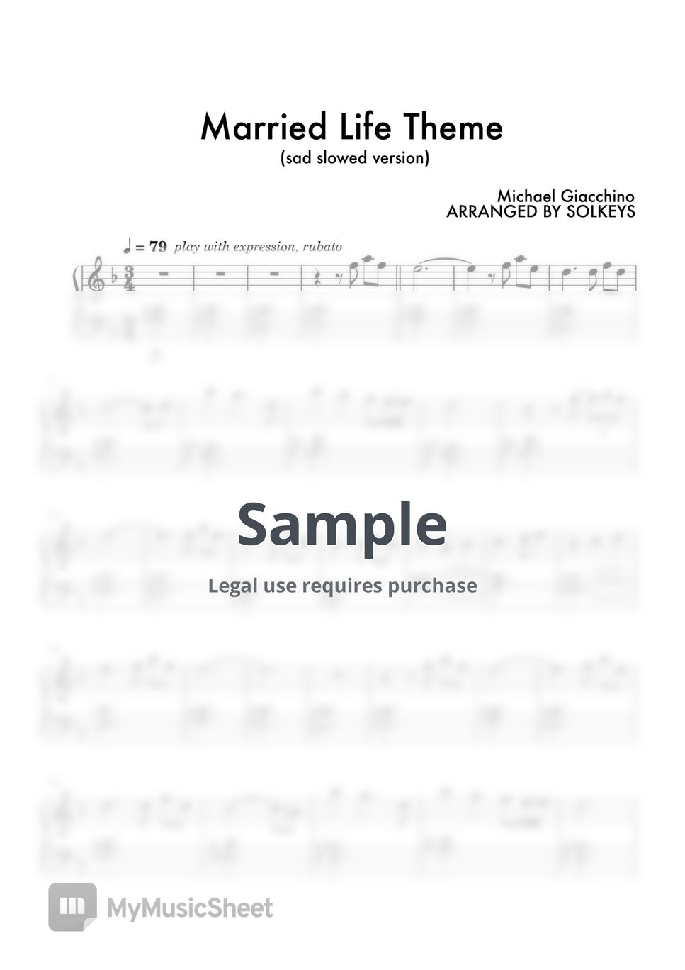 Michael Giacchino - Married Life 악보 by SolKeys