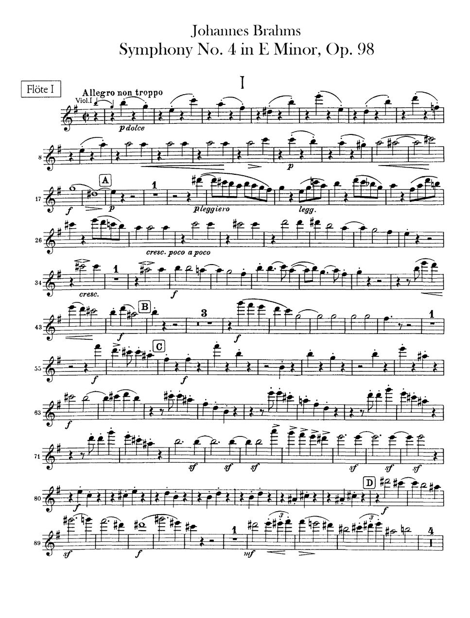 J. Brahms - Symphony No. 4 Sheet by Original Sheet