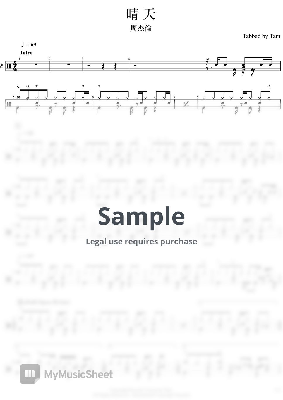 周杰倫 Jay Chou - 晴天 Sunny Day (周杰倫 Jay Chou - 晴天 Sunny Day) Sheets by Tam Shau