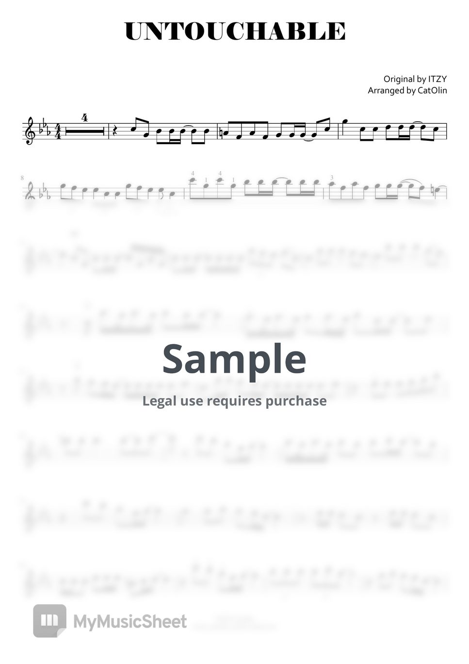 있지 - UNTOUCHABLE Sheet Music by 캣올린CatOlin