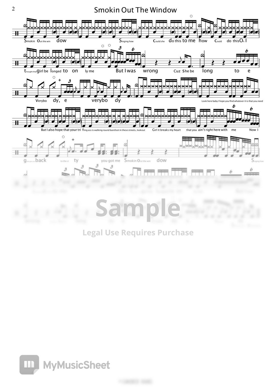 Bruno Mars, Anderson .Paak, Silk Sonic - Smokin Out The Window Sheets by Gwon's DrumLesson