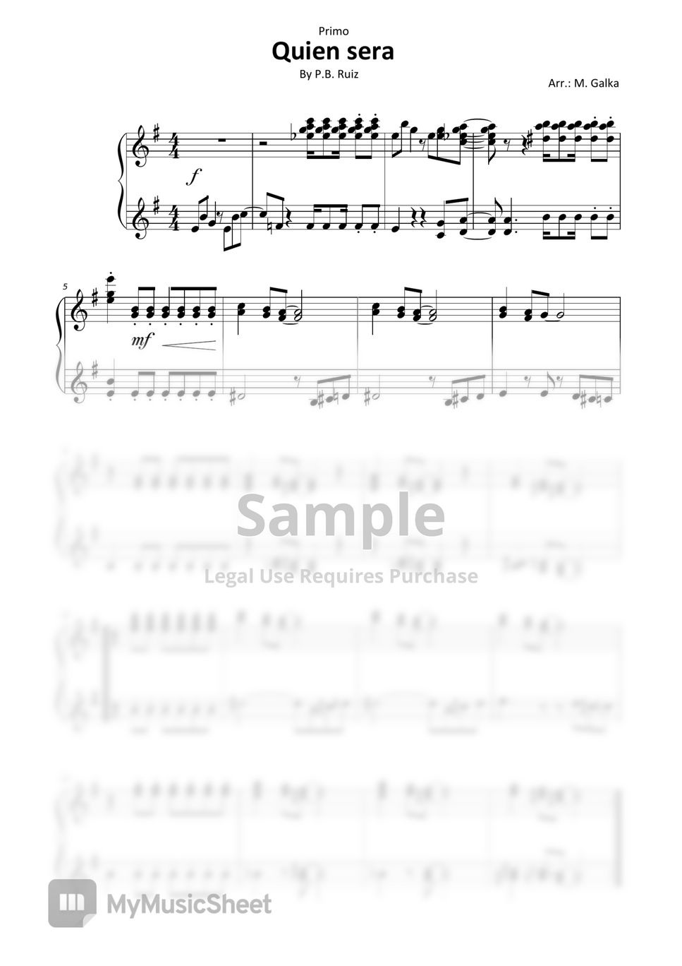 P. B. Ruiz - Sway - Quien Sera 악보 by M. Galka