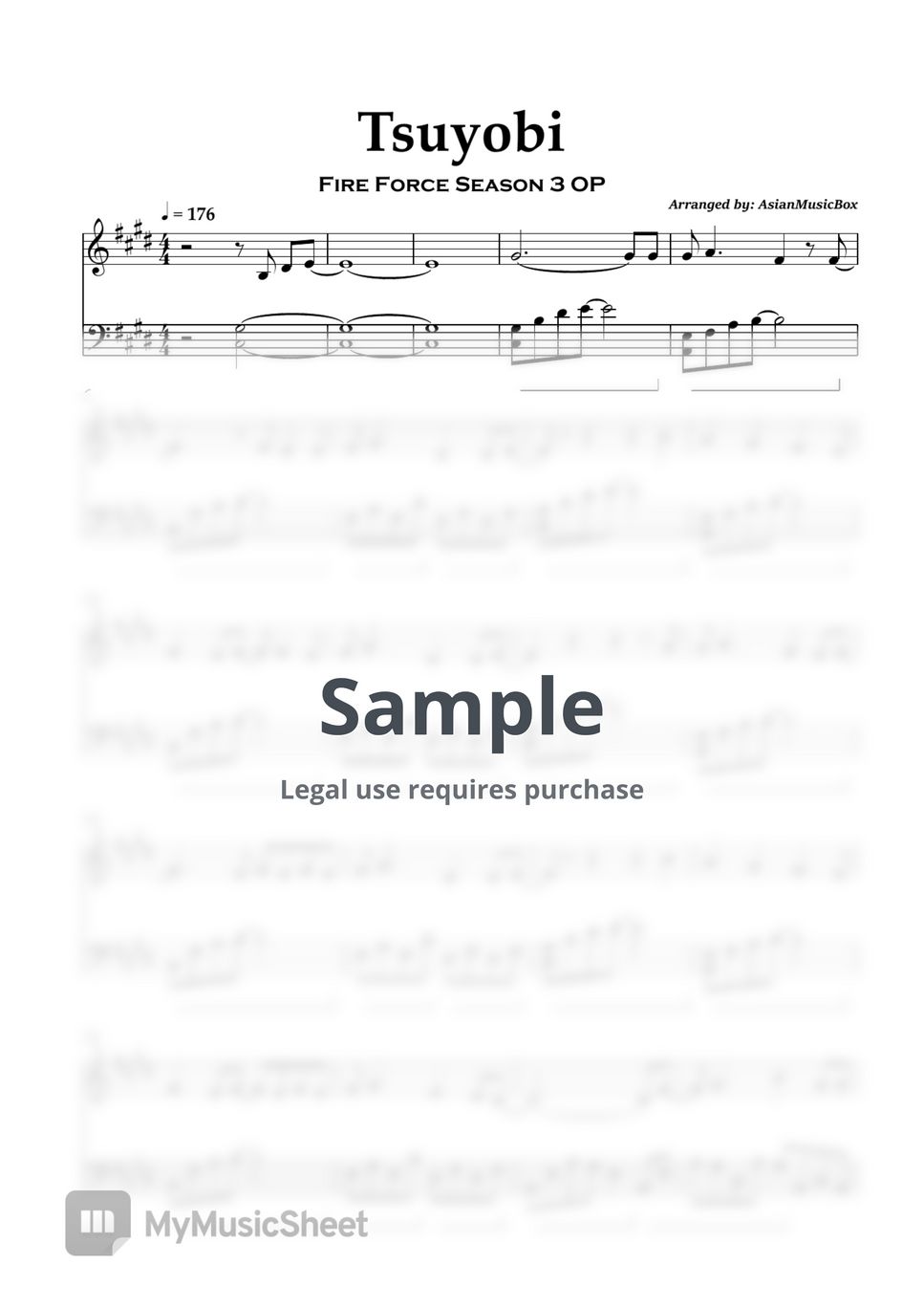 Ziyoou-vachi / QUEEN BEE - Tsuyobi (Fire Force Season 3 OP) Sheet Music by AsianMusicBox