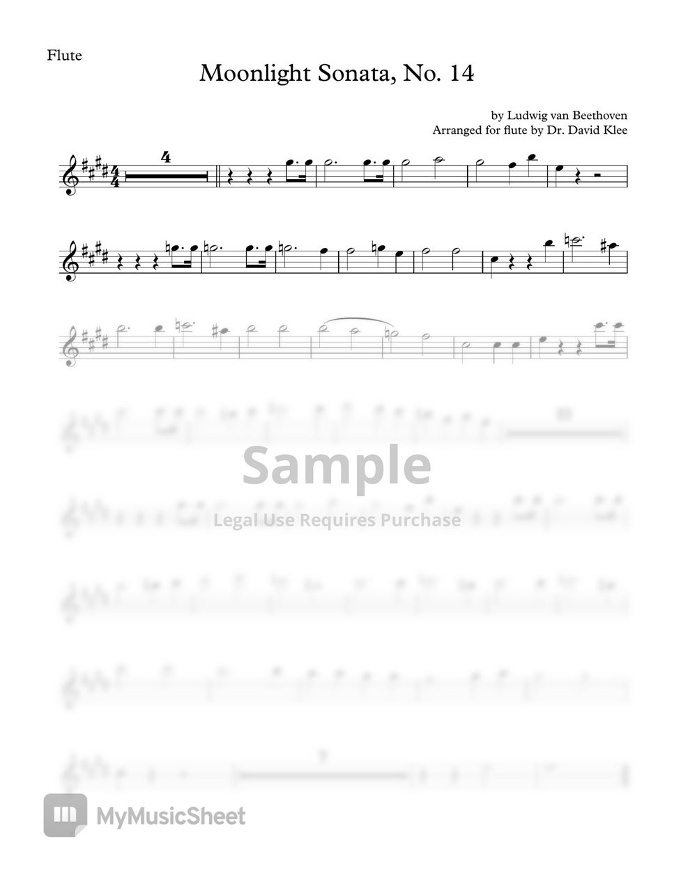 Beethoven - Moonlight Sonata Sheet Music by Dr. David Klee