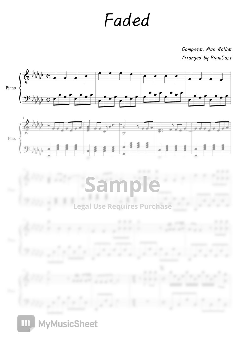 Alan Walker - Faded (Piano) Sheet Music by PianiCast