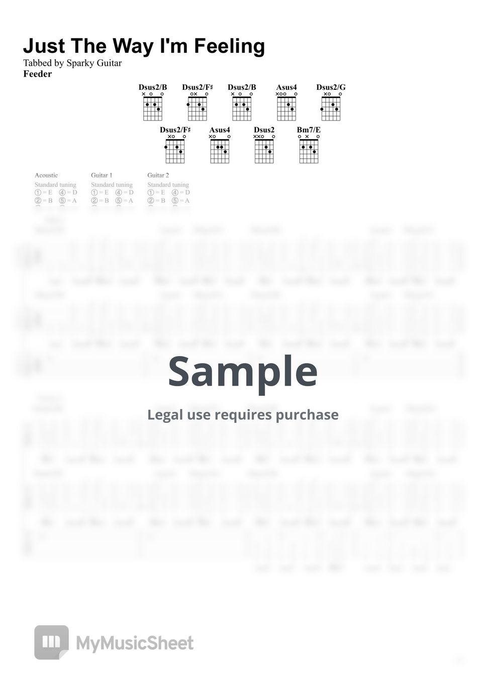 Feeder - Just The Way I'm Feeling Sheet Music by Sparky Guitar