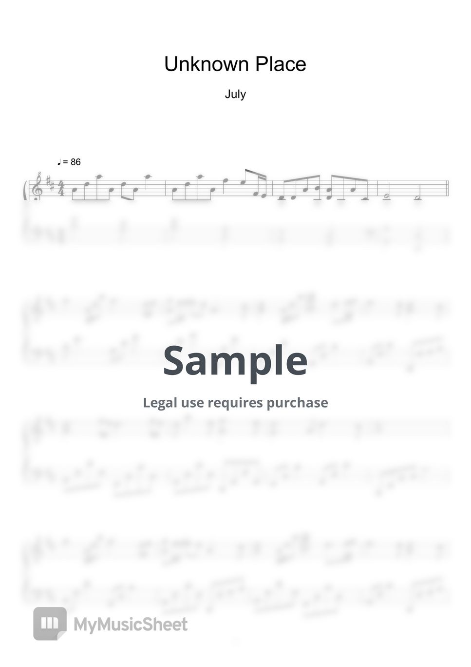 줄라이 (July) - Unknown Place (Sheet Music, MIDI,) Sheets by sayu