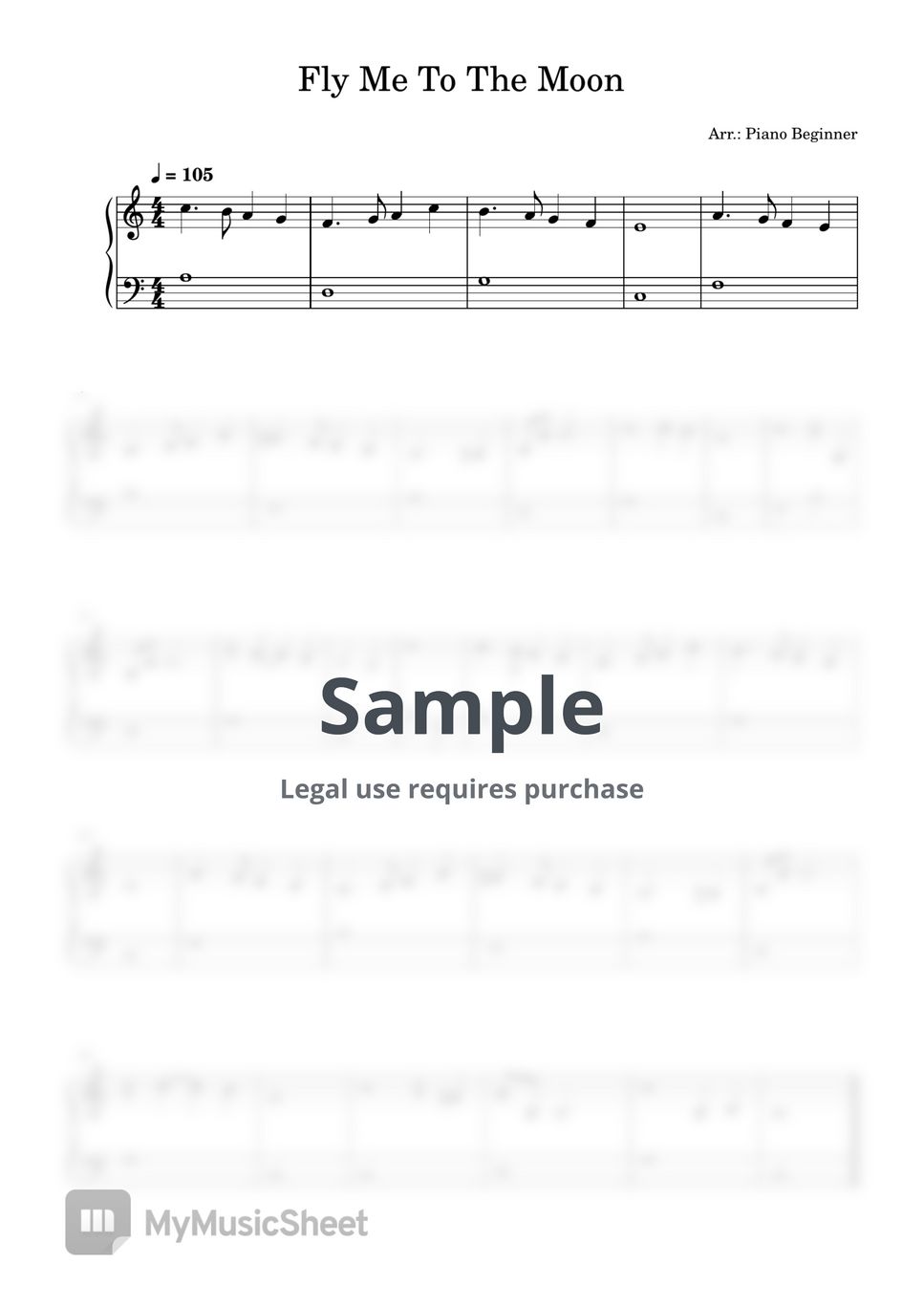 Audrey Hepburn - Moon River 악보 by Piano Beginner