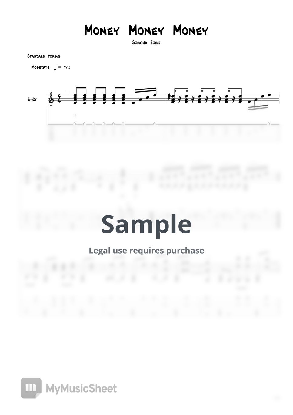 Sungha Jung - Money Money Money Tab + 1staff by Agape Guitar