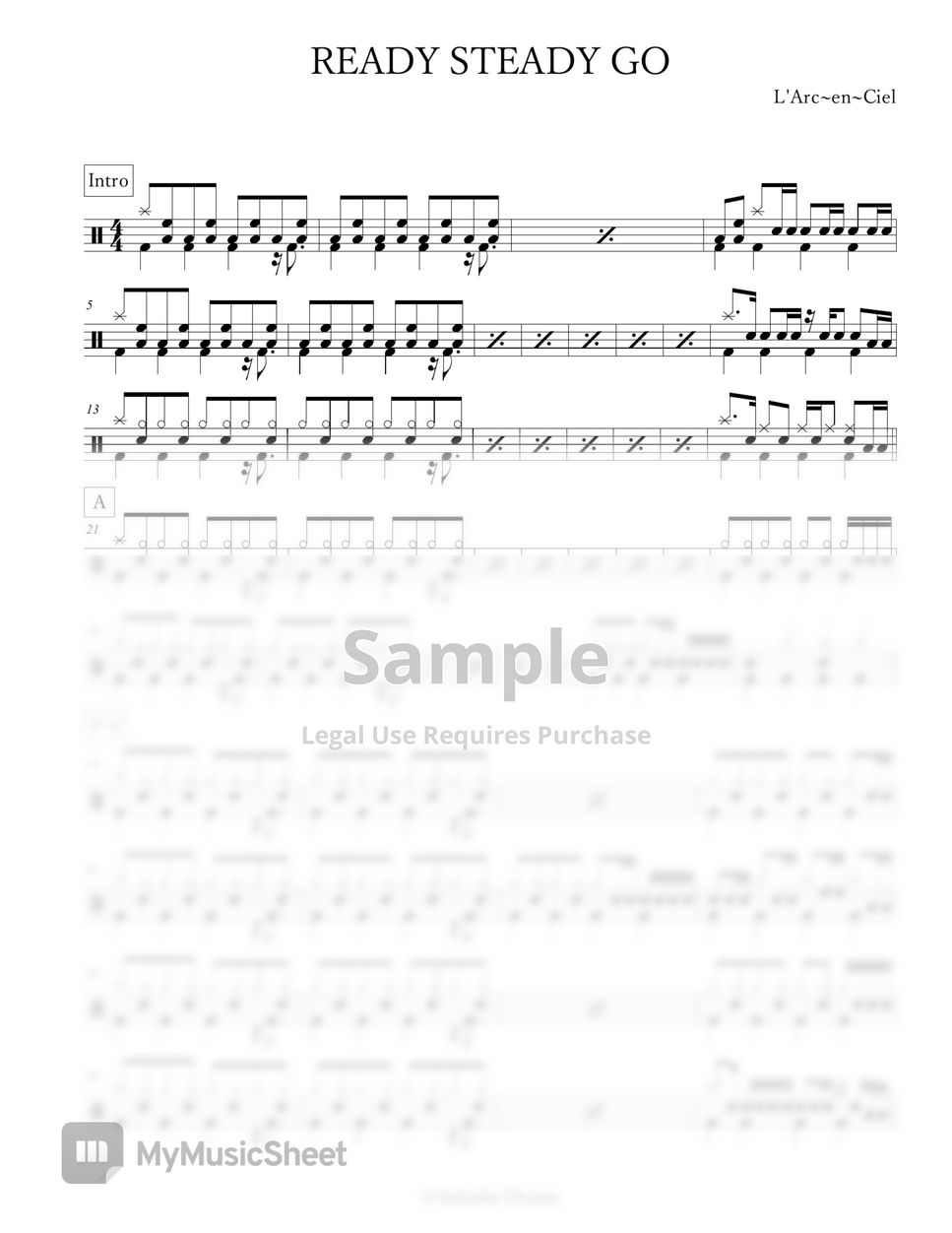L'Arc~en~Ciel - READY STEADY GO Sheets by Arkadia Drums