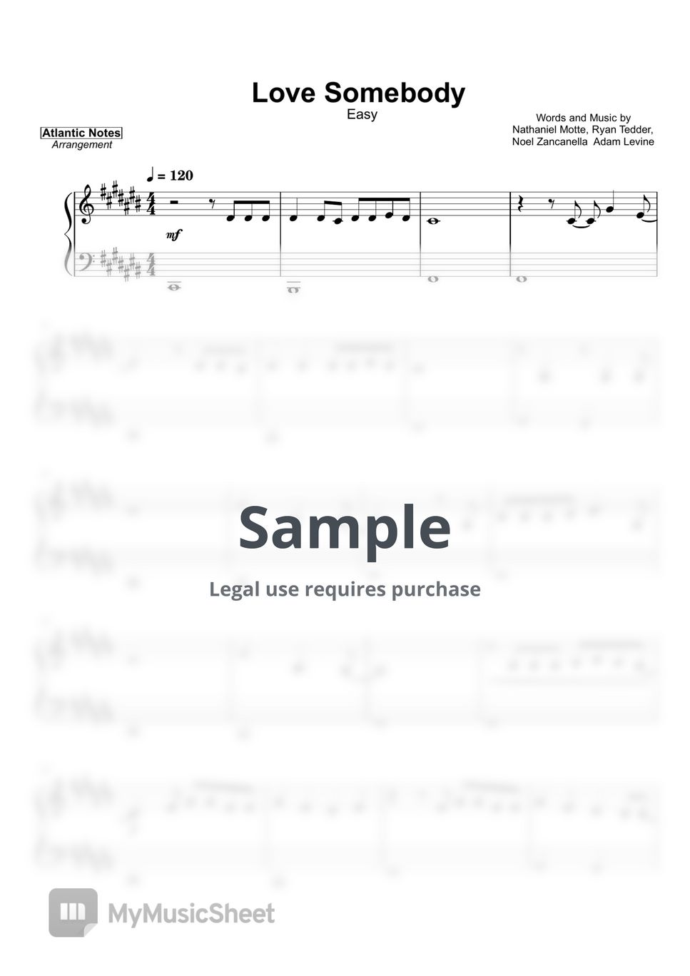 Maroon 5 - Love Somebody Sheets by Atlantic Notes