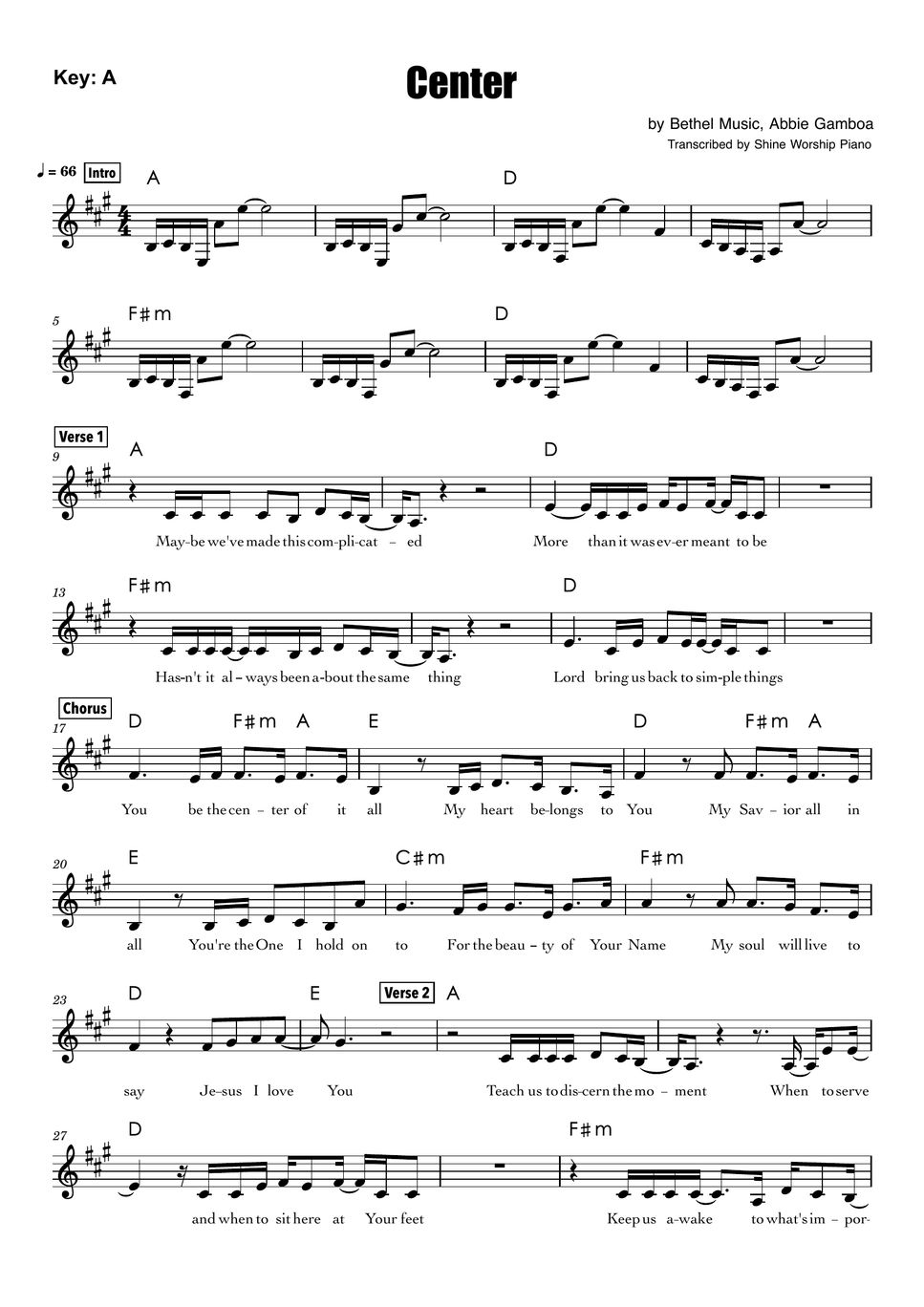 Brian Johnson, Abbie Gamboa, and Gabriel Gamboa - Center Sheet Music by ...