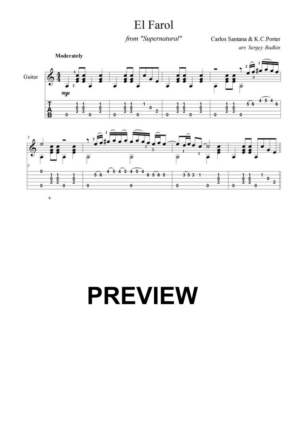 Carlos Santana - El Farol TAB by Buddy_King