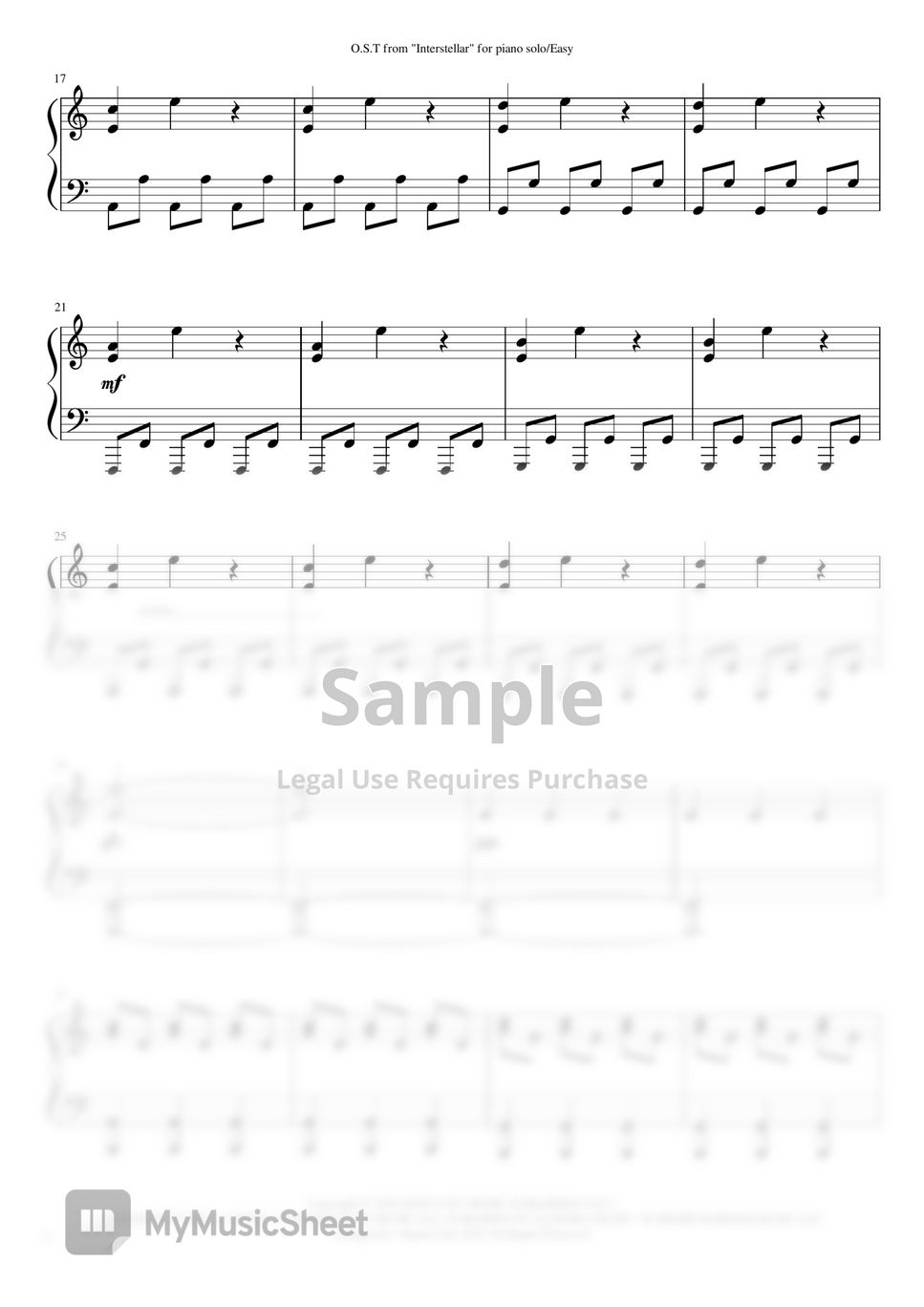 인터스텔라 - "Interstellar" O.S.T Main Theme (Piano Solo) 악보 by Hans Zimmer