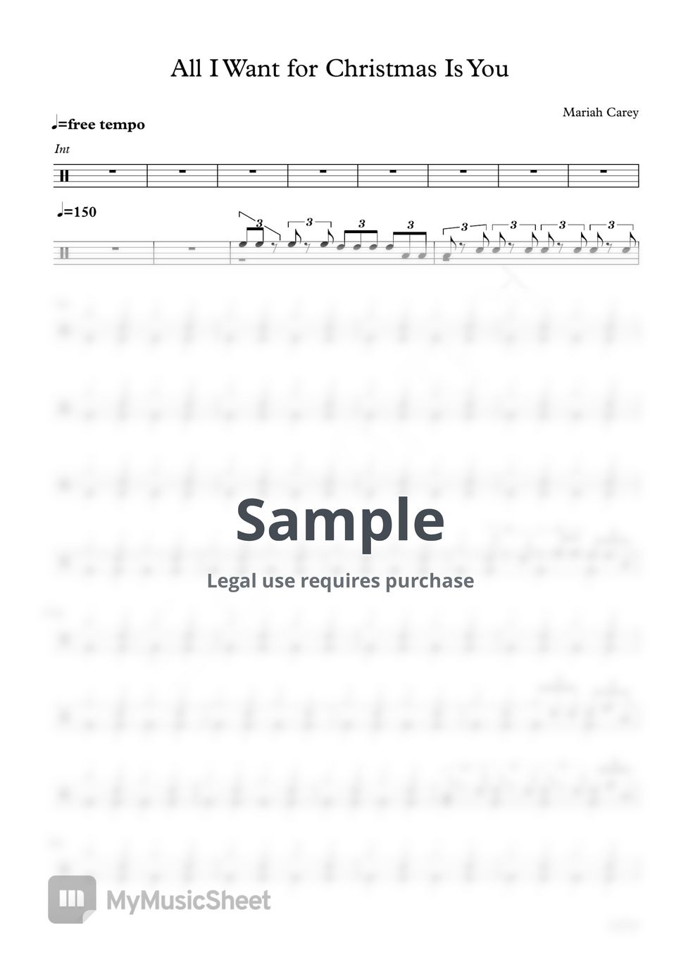 Mariah Carey - All I Want for Christmas Is You Sheet Music by 드러머이자연