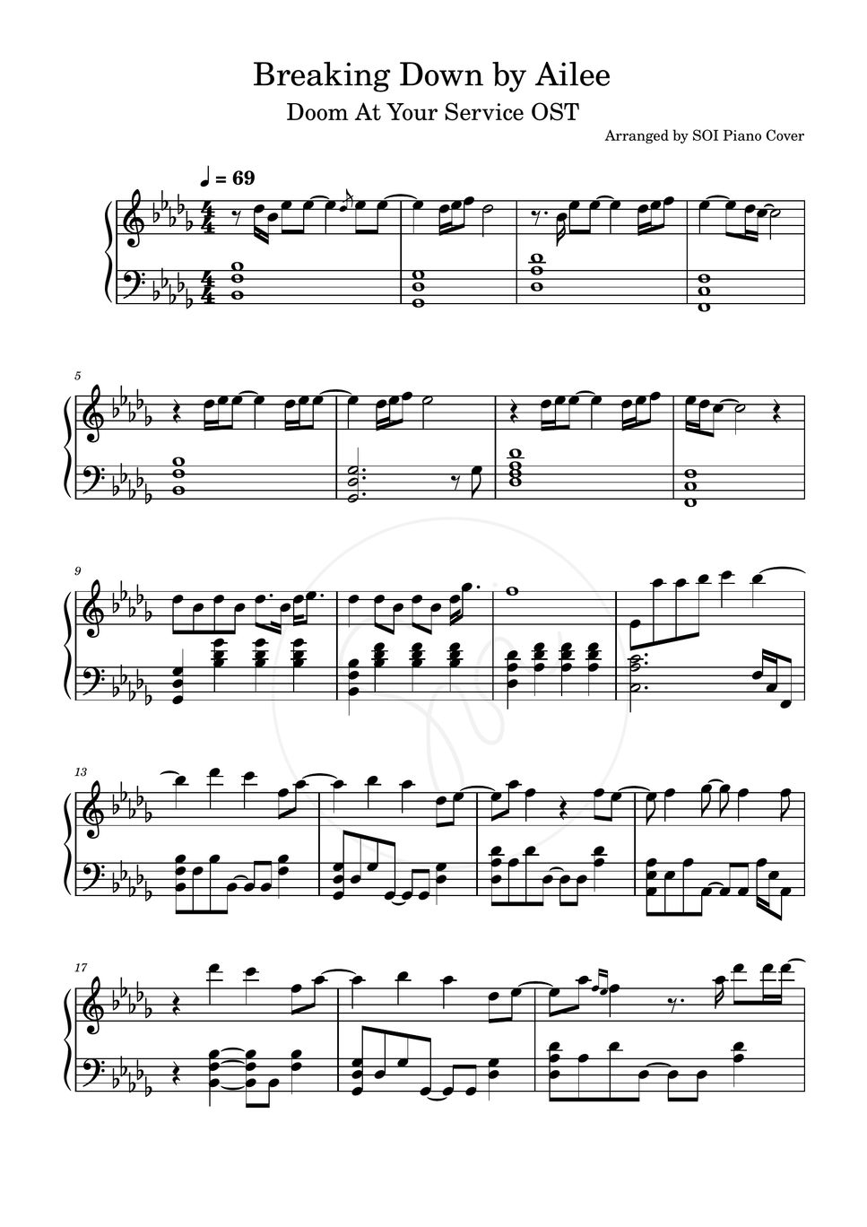 [Doom At Your Service OST] Ailee - Breaking Down (Solo Piano) Sheets by SOI Piano Cover