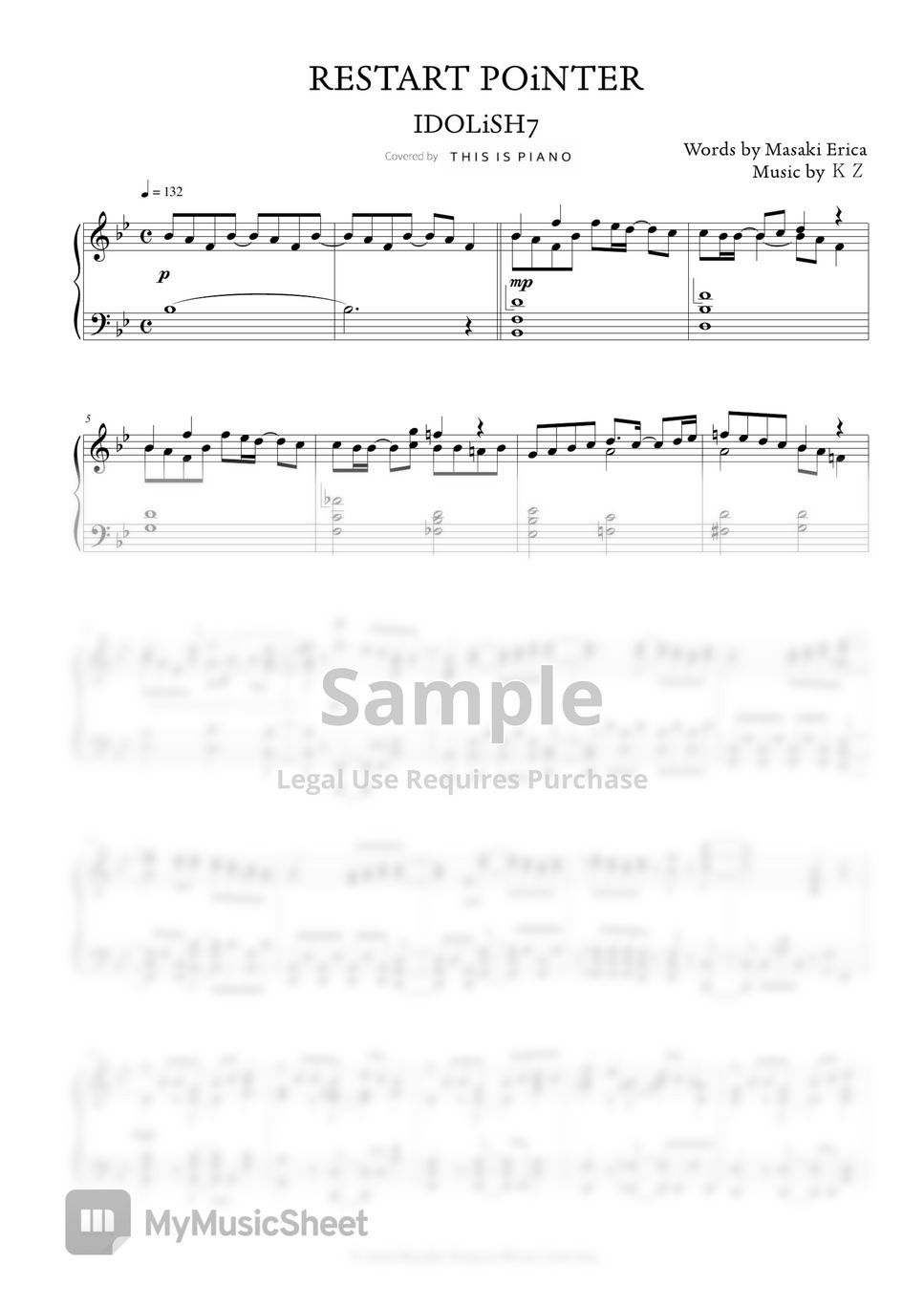 アイドリッシュセブン (IDOLiSH7) - RESTART POiNTER 악보 by THIS IS PIANO