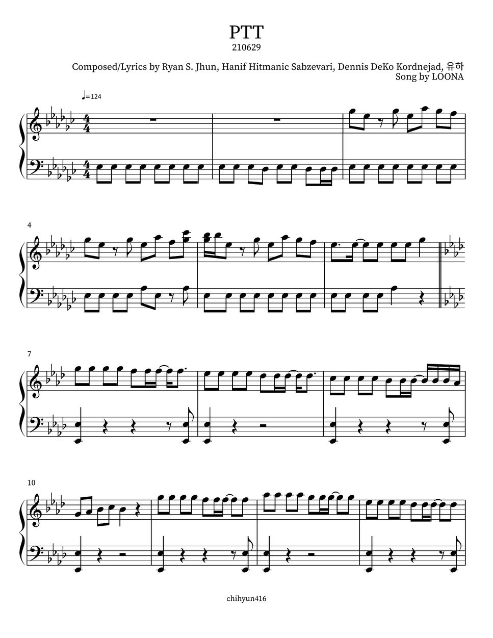 LOONA(本月少女이달의 소녀) - PTT(Paint The Town) Sheets by chihyun416