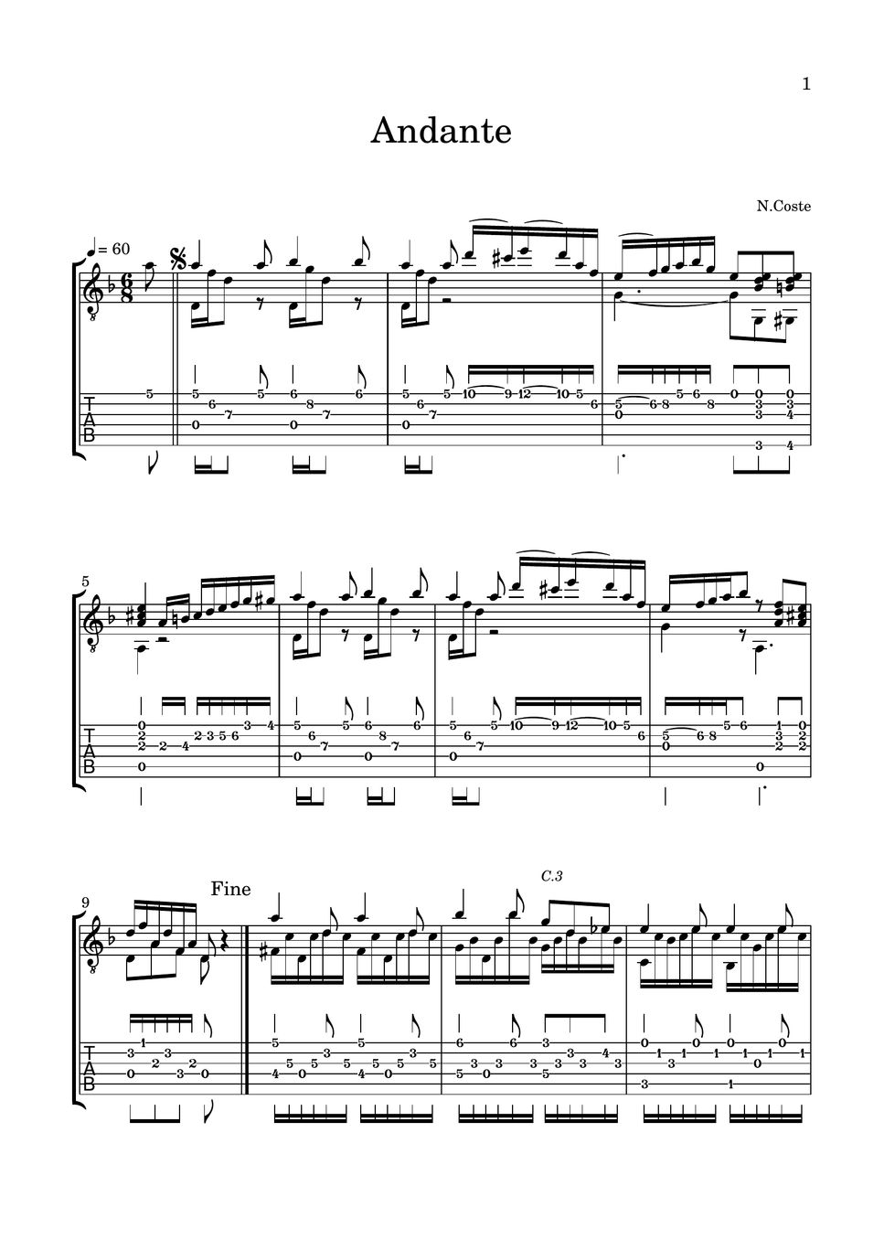 Napoléon Coste - Andante Tab + 1staff by LemonTree