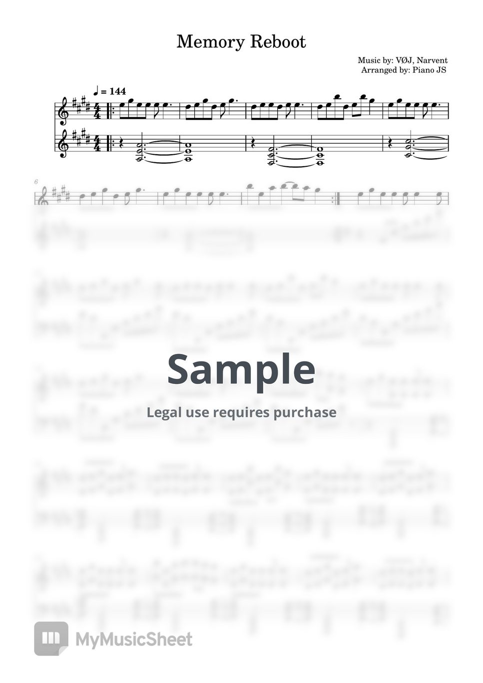 VØJ, Narvent - Memory Reboot 악보 by Piano JS