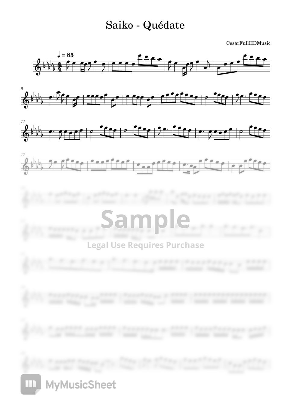 Saiko - Quédate Sheet Music