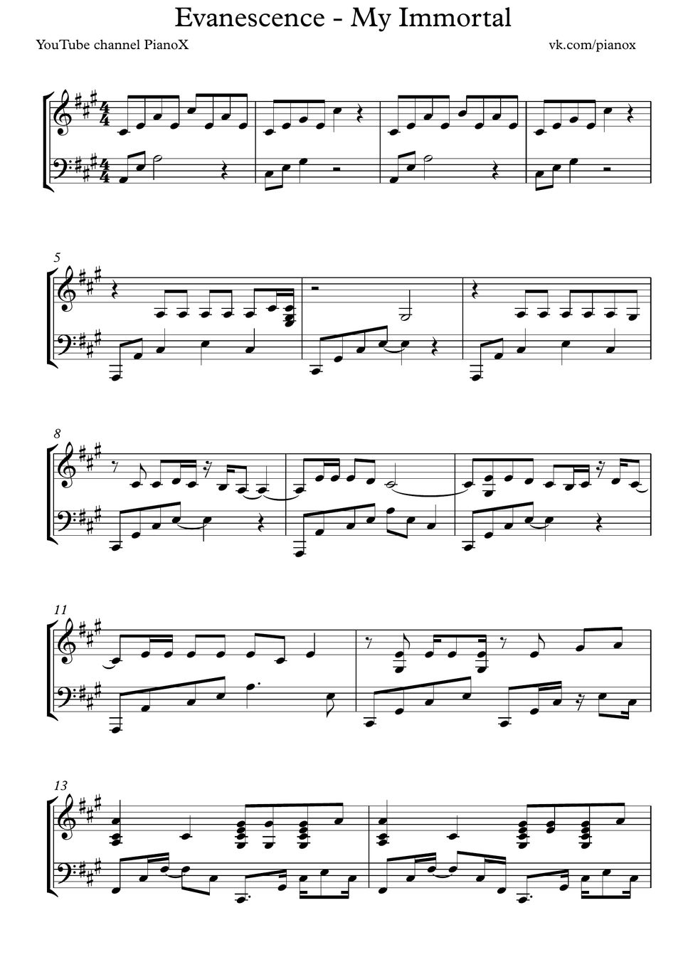 Evanescence - My Immortal Sheets by PianoX