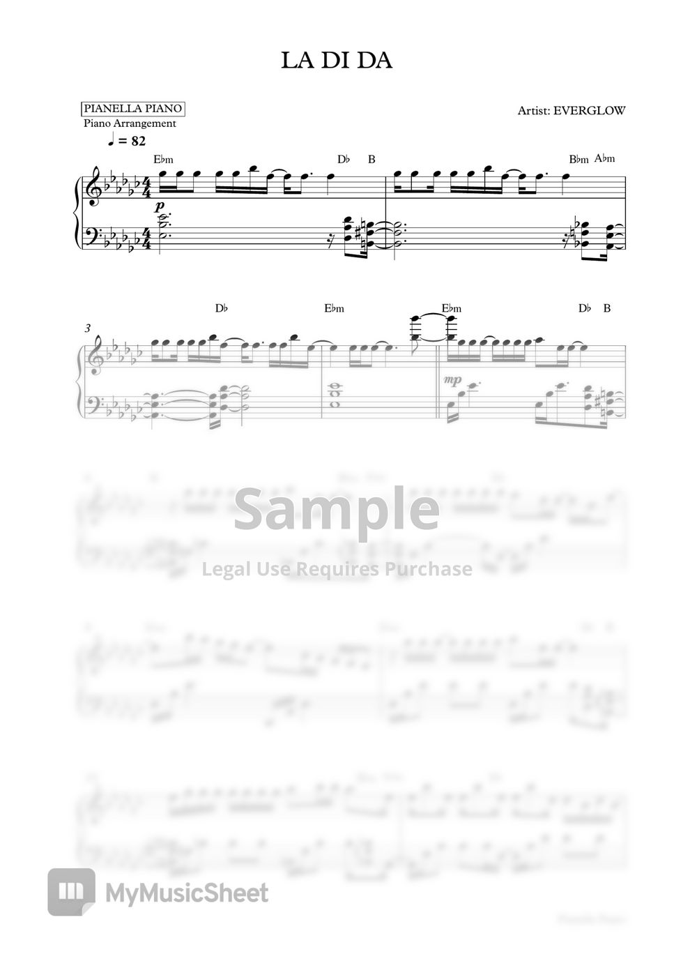 EVERGLOW - LA DI DA (Piano Sheet) 악보 by Pianella Piano