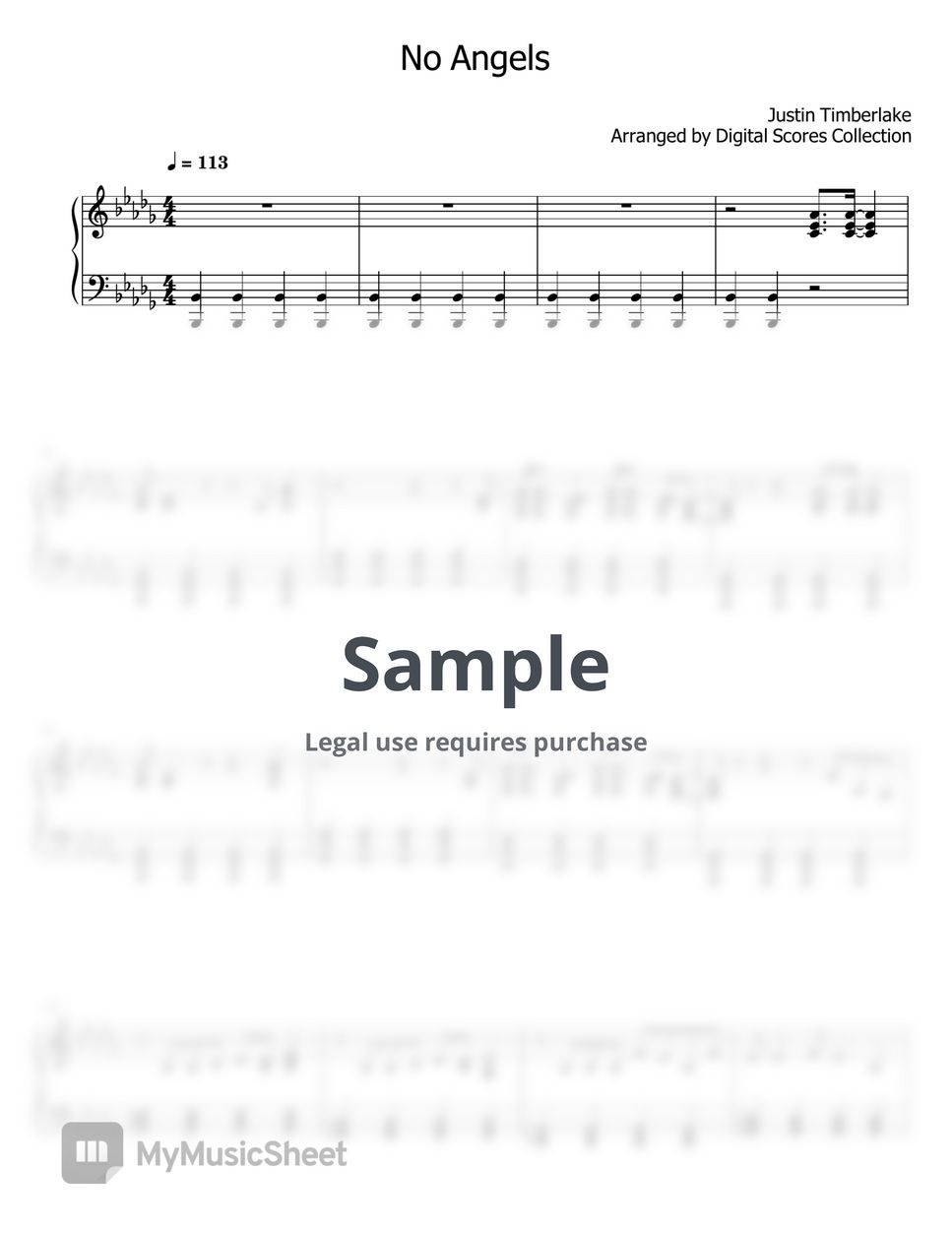 Justin Timberlake - No Angels Sheet Music by Digital Scores Collection
