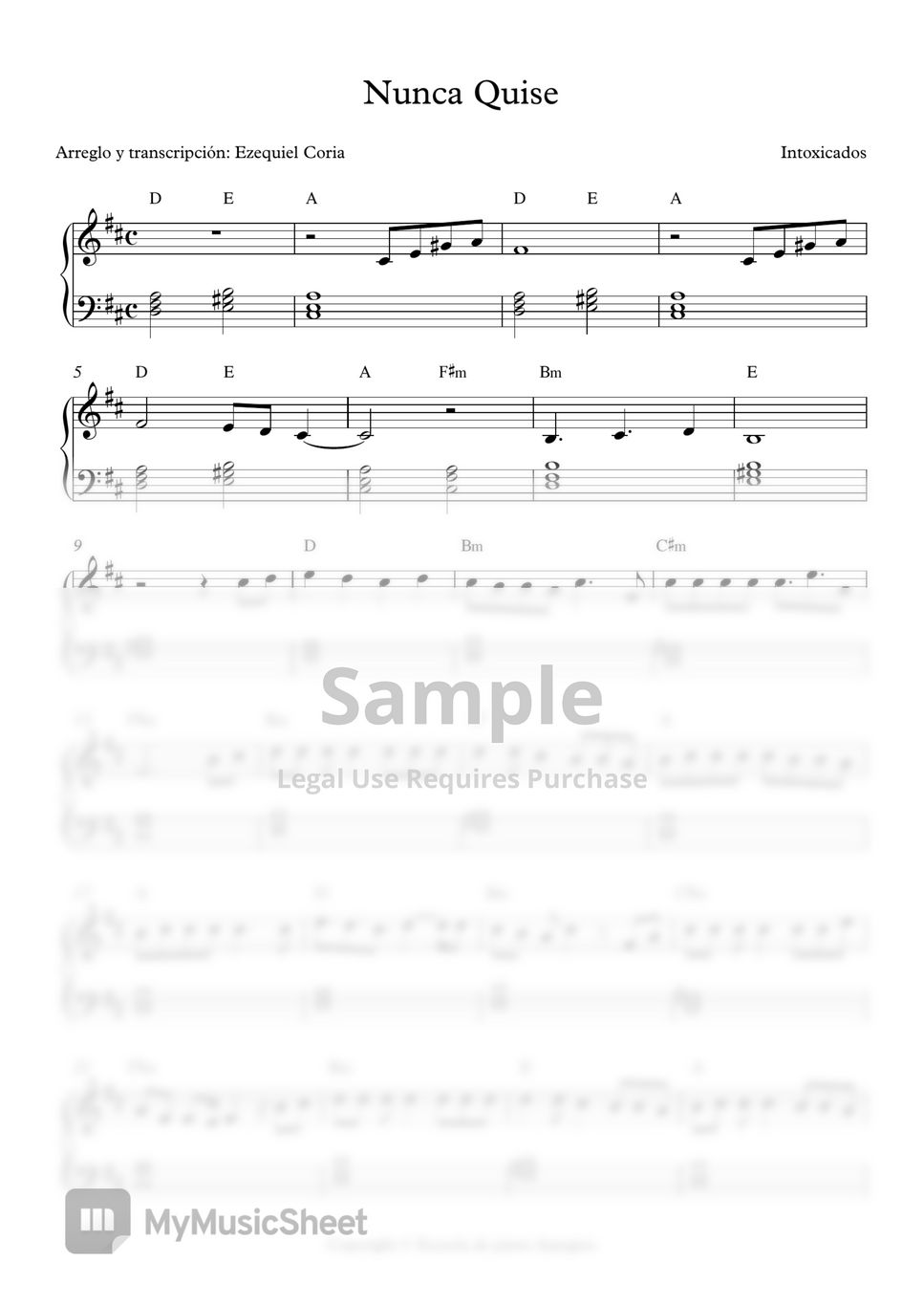 Intoxicados - Nunca Quise Sheets by Ezequiel Coria