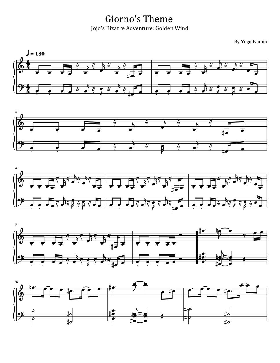 Yugo Kanno - Giorno's Theme (Jojo s Bizarre Adventure Golden Wind ...