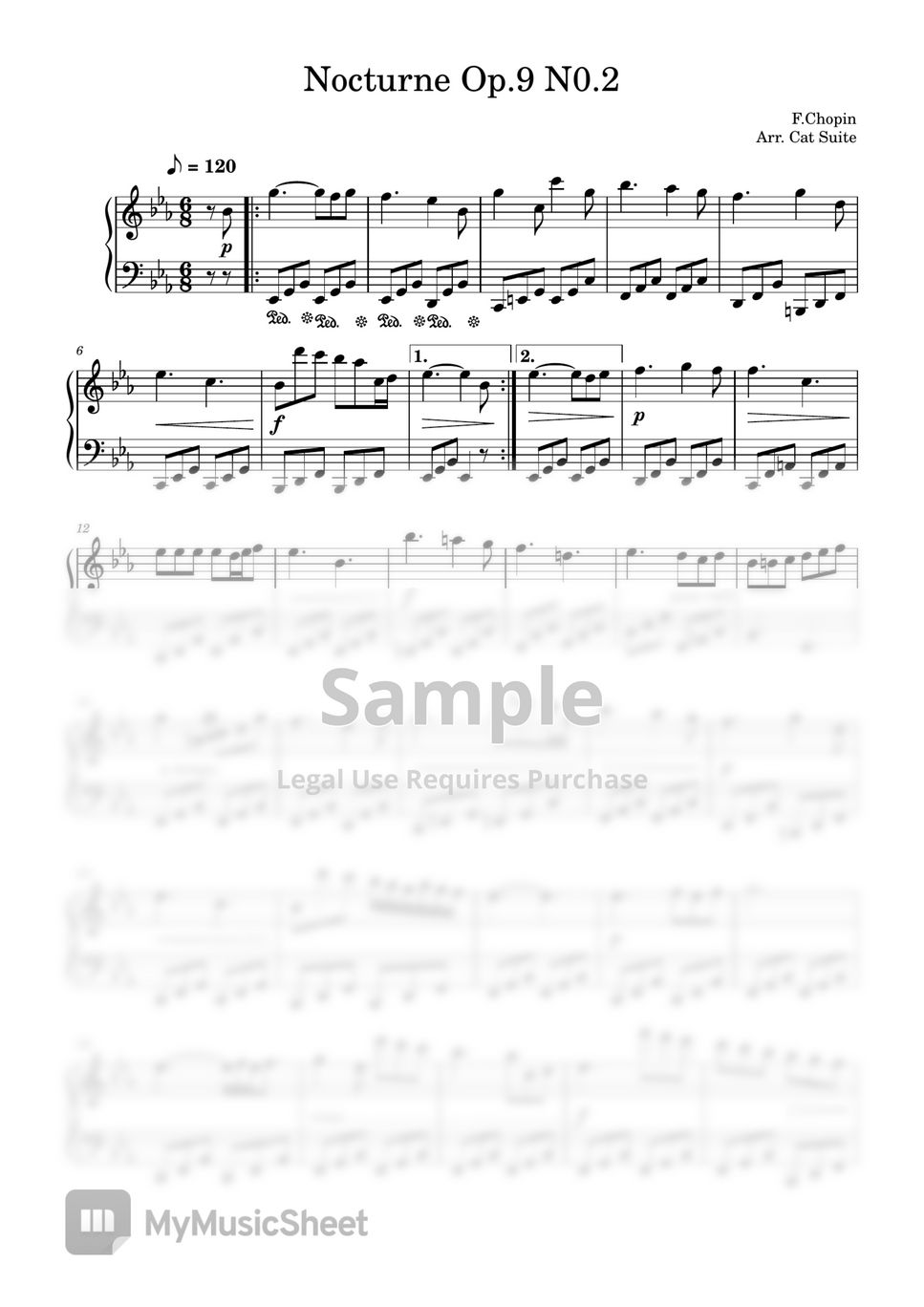 F.Chopin - F.Chopin Nocturne Op.9 N0.2 악보 by Cat Suite